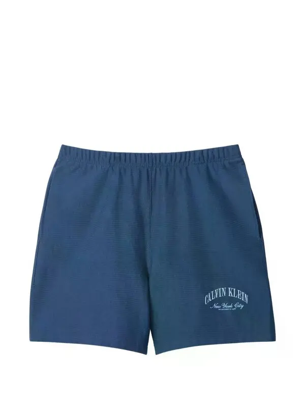 Calvin Klein Logo-print Elasticated-waist Shorts - Blue