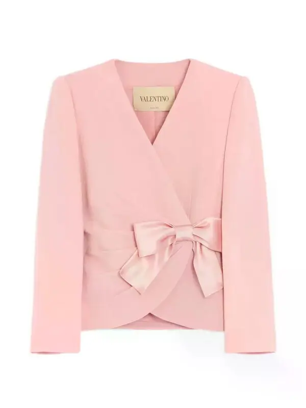 Valentino Garavani Wool Crepe Jacket With Bow - Pink