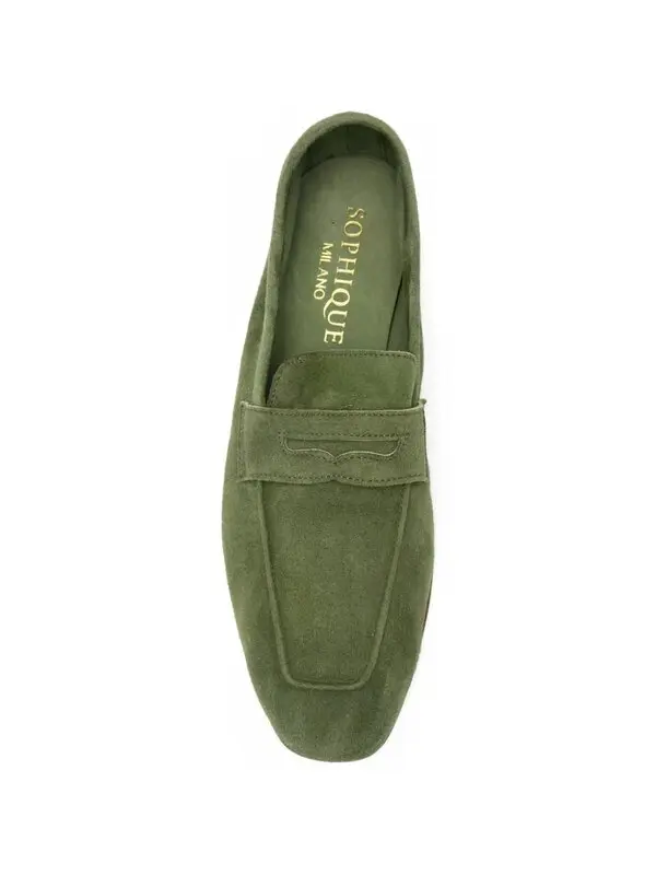 SOPHIQUE Square-toe Suede Loafers - Green