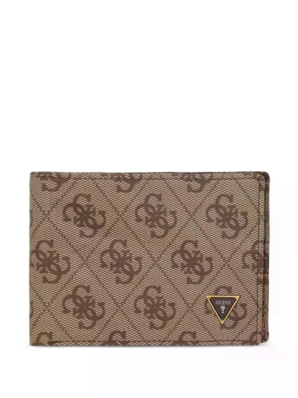 Guess Monogram-print Logo-plaque Wallet - Neutrals