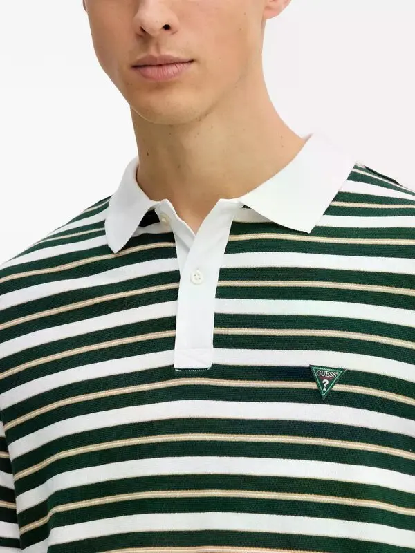 Guess Horizontal-stripe Logo-patch Polo Shirt