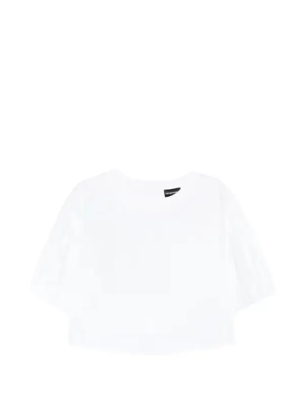 Emporio Armani Cropped Puff-sleeve Blouse - White