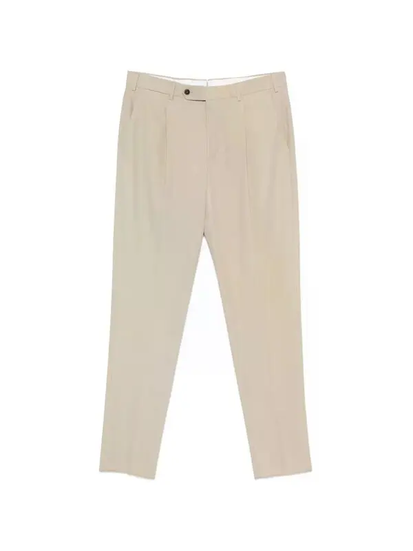 PT TORINO Pleated Cotton Trousers - Neutrals