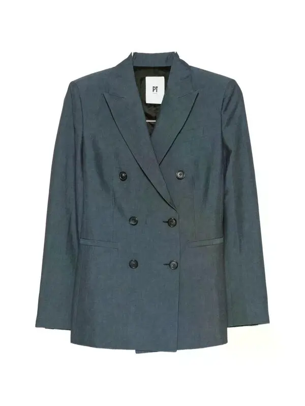 PT TORINO Double-breasted Peak-lapel Blazer - Blue