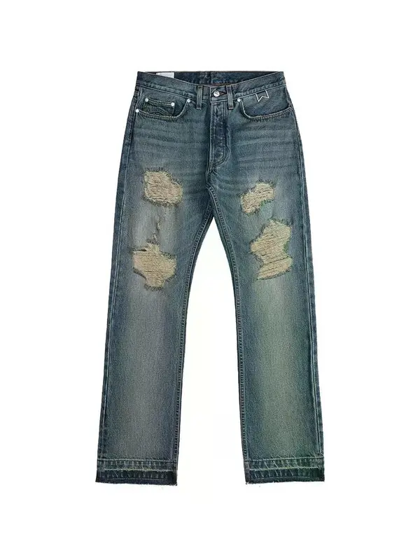 Rhude Distressed Straight-leg Jeans - Blue