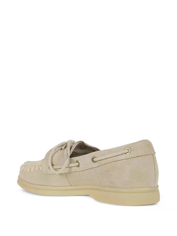 Mou Crochet-stitch Suede Moccasins