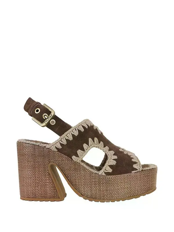 Mou Crochet-trim Platform Sandals - Brown