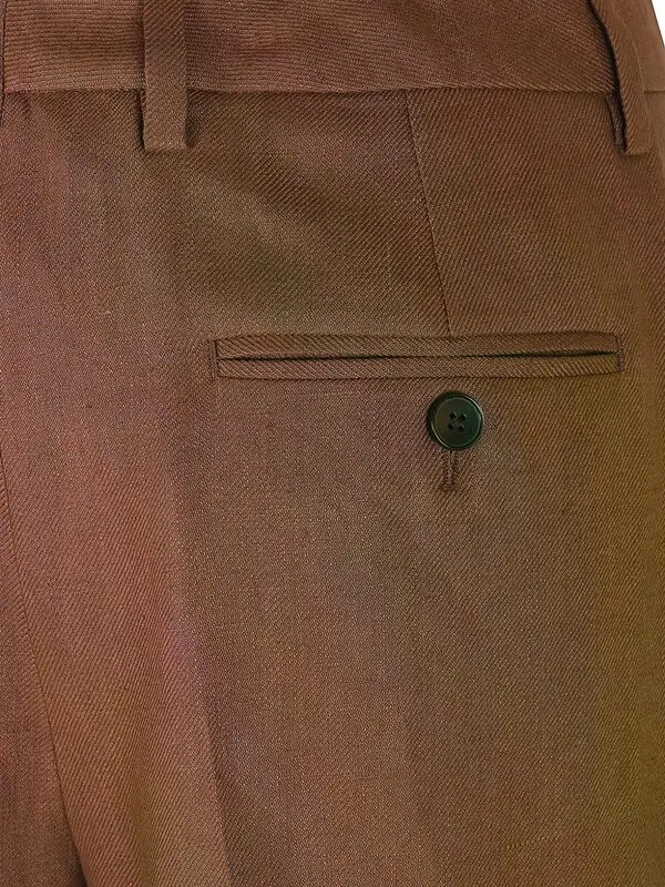 LARDINI Pleated Pressed-crease Trousers - Brown