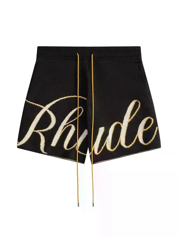 Rhude Intarsia-knit Swim Shorts - Black