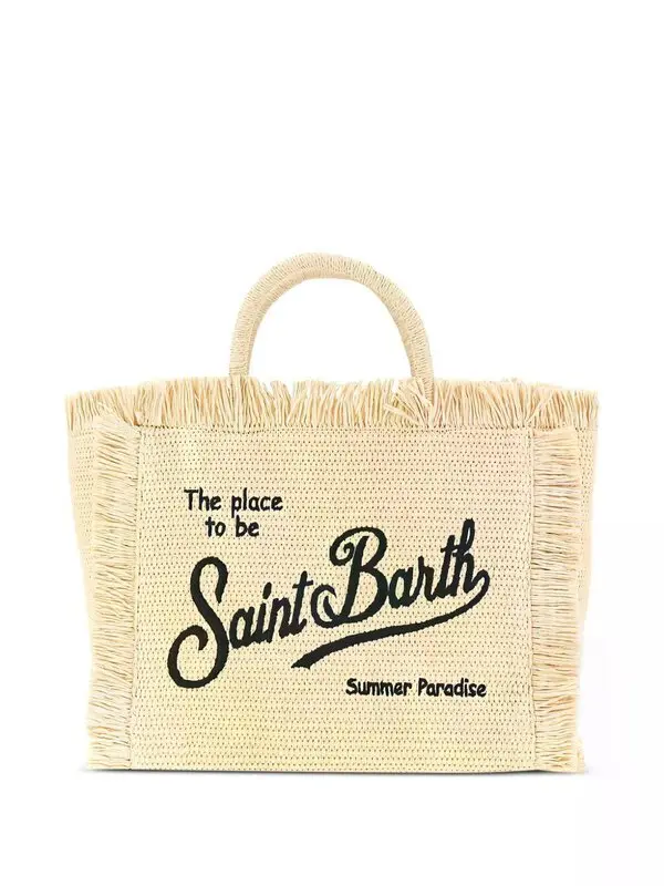 MC2 SAINT BARTH Colette Fringed Beach Bag - Neutrals