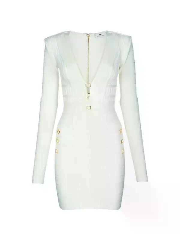 Elisabetta Franchi Mini Knitted Dress - White