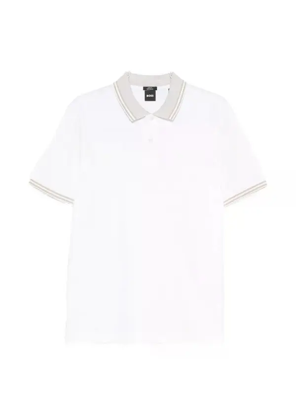 BOSS Tipped-trim Polo Shirt - White