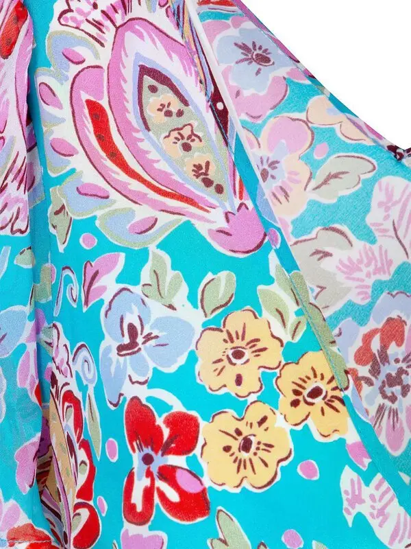 Rixo Floral Print V-neck Maxi Dress - Blue