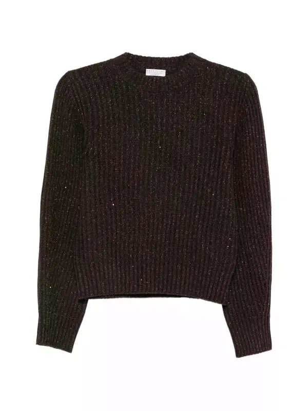 Brunello Cucinelli Sequin-embellished Ribbed Knit Sweater