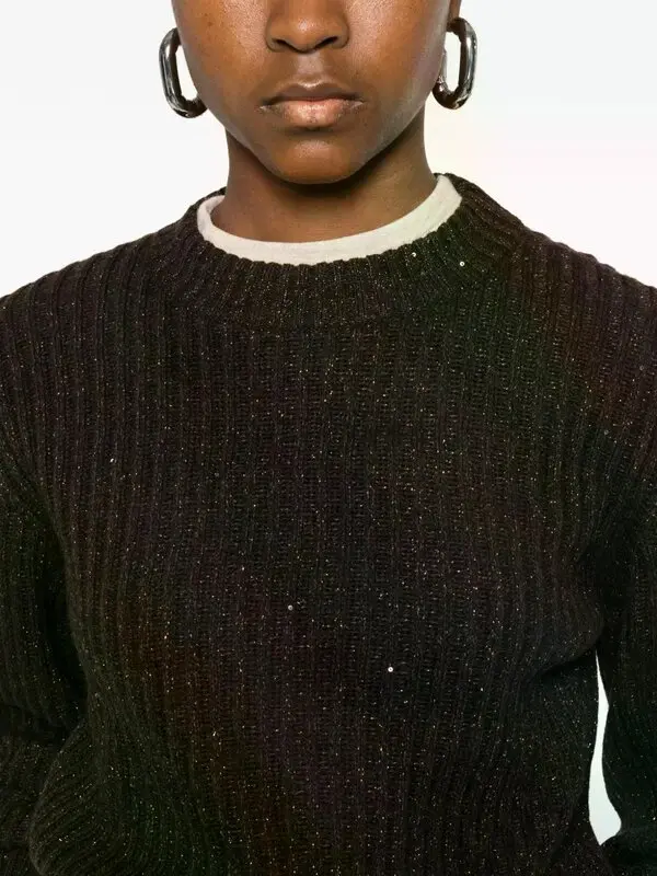 Brunello Cucinelli Sequin-embellished Ribbed Knit Sweater