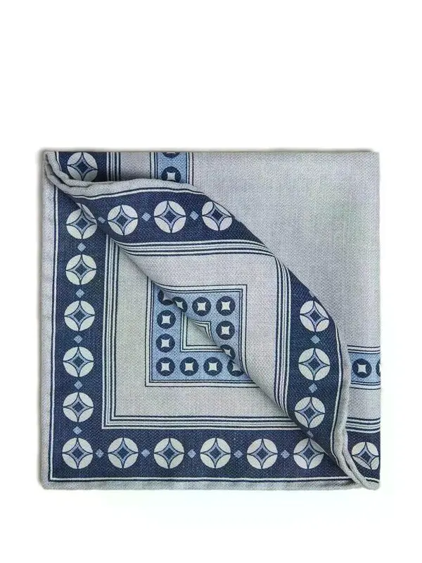 Brunello Cucinelli Geometric-print Handkerchief - Blue