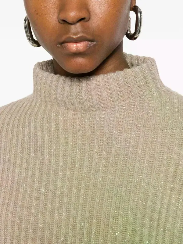 Brunello Cucinelli Sequin-embellished Ribbed-knit Sweater