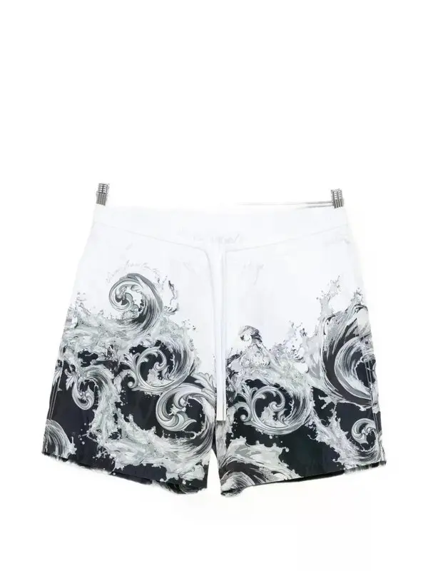 Versace Baroque-print Drawstring Shorts - White