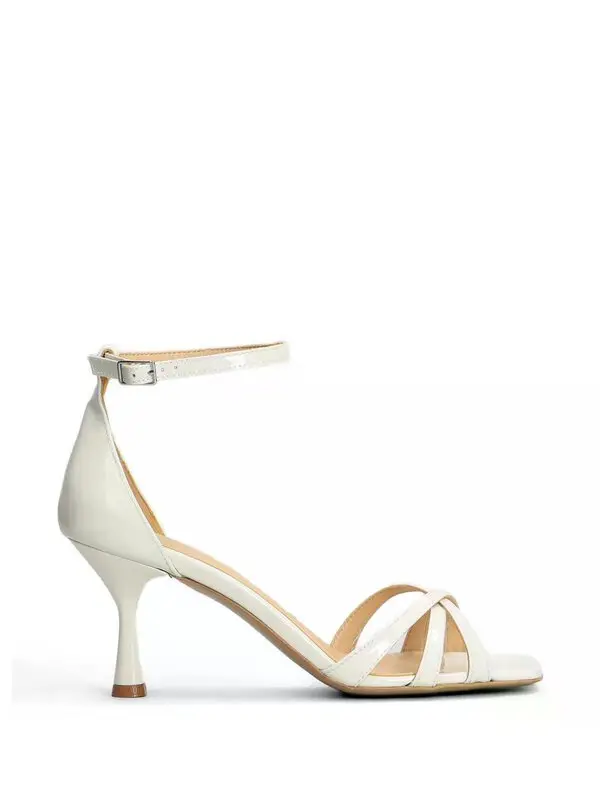FRATELLI RUSSO Patent-finish Crossover-strap Sandals - White