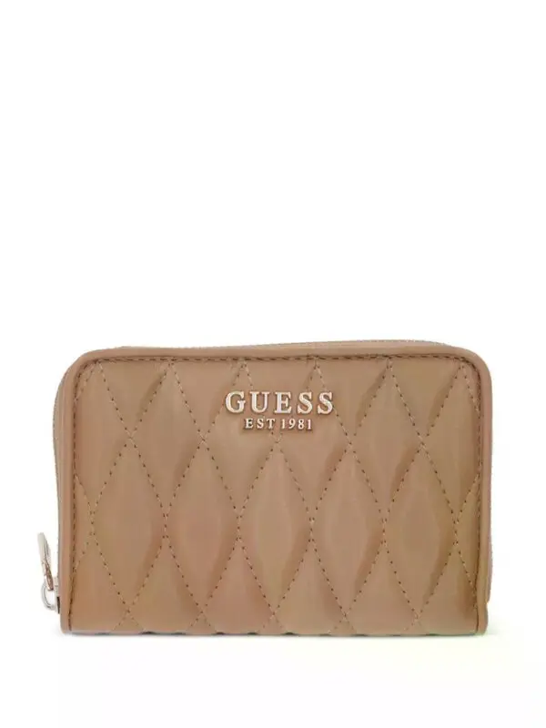 Guess Quilted Logo-plaque Wallet - Neutrals