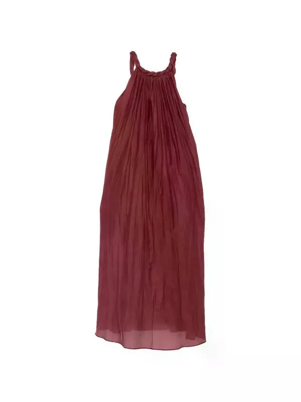 SEMICOUTURE Aura Braided-neck Pleated Maxi Dress - Red