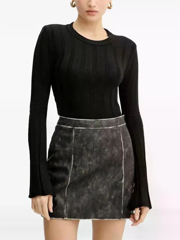 Guess Ribbed-knit Flared-sleeve Sweatshirt