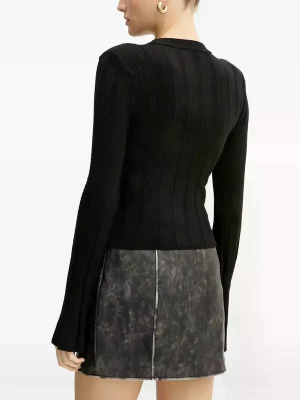 Guess Ribbed-knit Flared-sleeve Sweatshirt