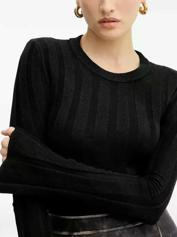 Guess Ribbed-knit Flared-sleeve Sweatshirt