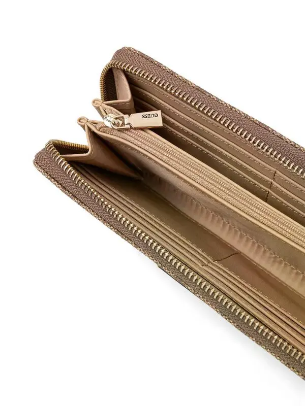 Guess Laurel Monogram-print Logo-plaque Wallet - Neutrals