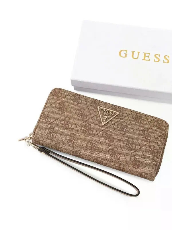 Guess Laurel Monogram-print Logo-plaque Wallet - Neutrals