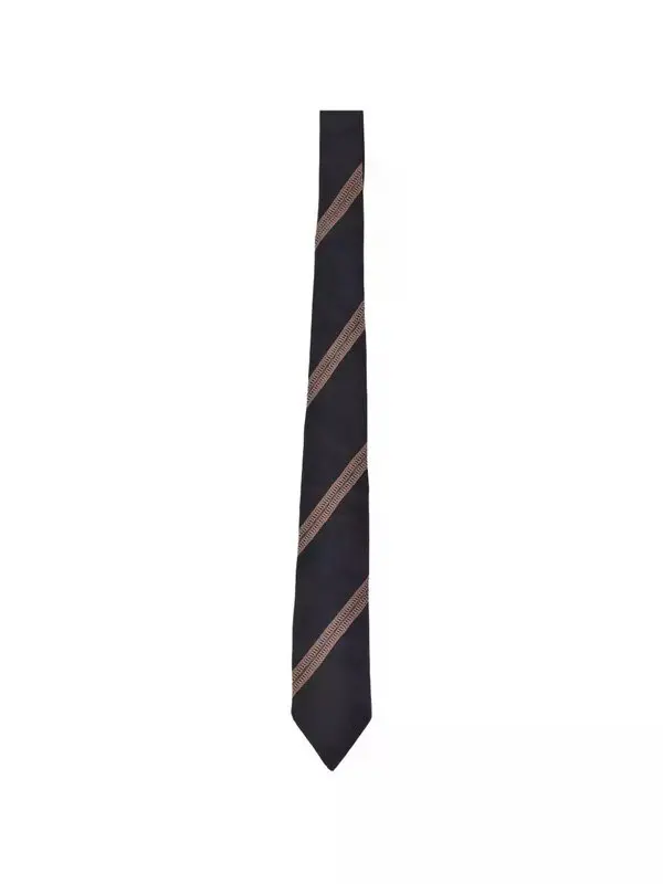 Brunello Cucinelli Monili-chain Striped Tie - Black