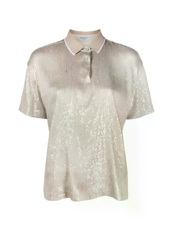 Brunello Cucinelli Sequin-embellished Polo Shirt - Neutrals