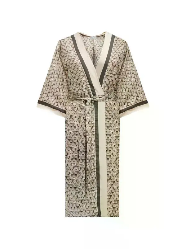 Brunello Cucinelli Geometric-print Silk Robe