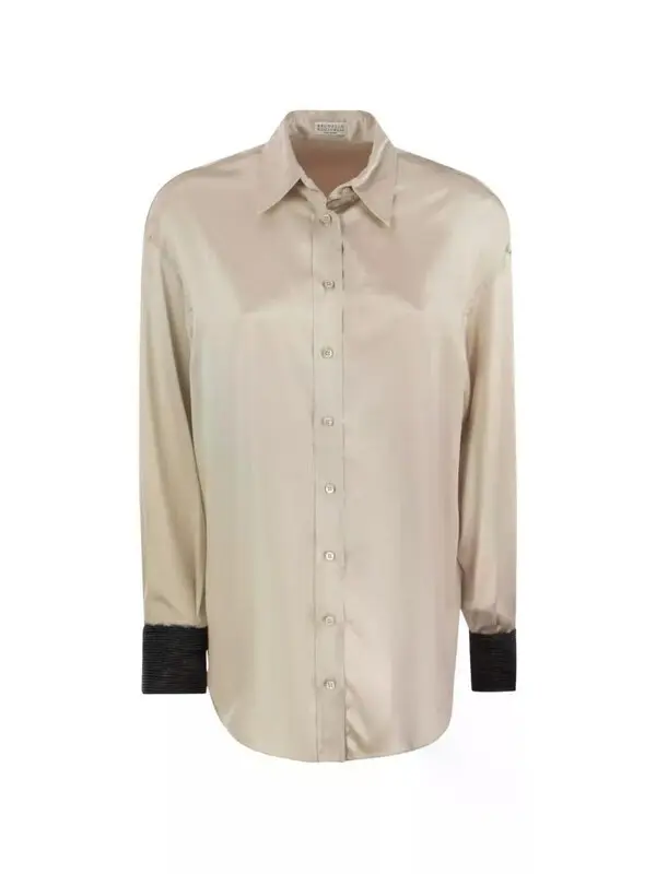 Brunello Cucinelli Contrast-cuff Shirt - Neutrals