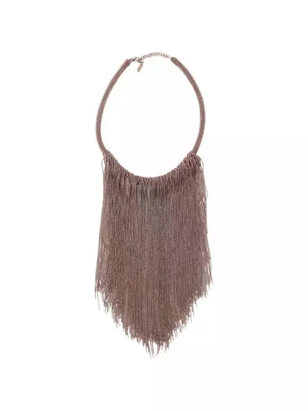 Brunello Cucinelli Beaded Fringe Necklace - Brown