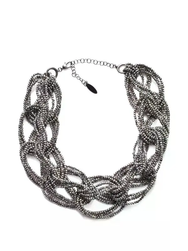 Brunello Cucinelli Braided Glass-bead Necklace - Silver