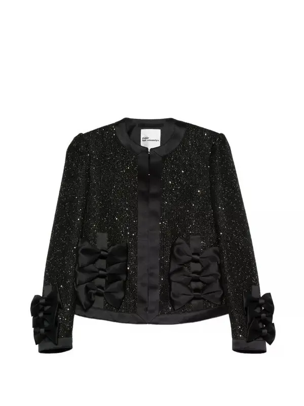 Noir Kei Ninomiya Bow-embellished Sequinned Jacket - Black