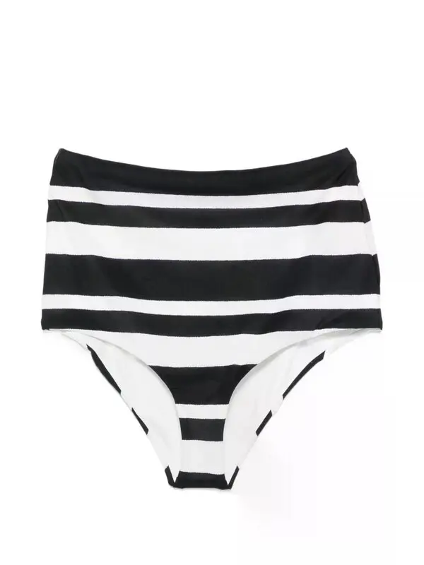 MARYAN MEHLHORN Striped High-waisted Bikini Bottoms - Black