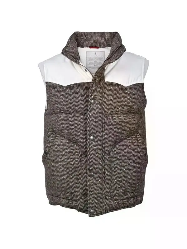 Brunello Cucinelli Sleeveless Quilted Vest - Brown