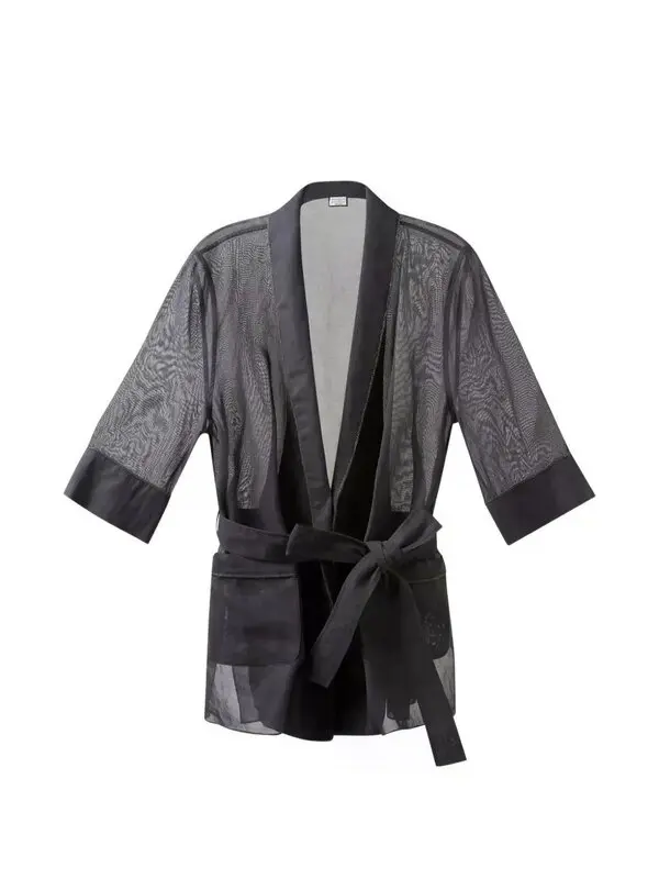 Brunello Cucinelli Sheer Belted Jacket - Black