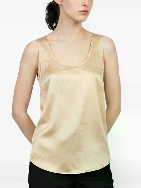 Brunello Cucinelli Scoop-neck Satin Tank Top - Neutrals