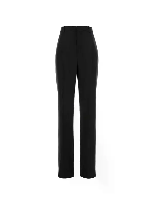 Saint Laurent Pressed-crease Wool Trousers - Black