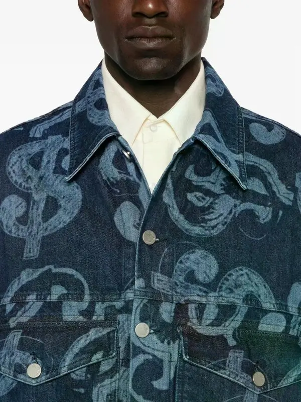 Études Studio Dollar-print Denim Jacket - Blue