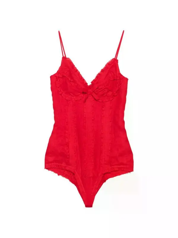 SHUSHU/TONG Ruffled Bow-detail Bodysuit - Red