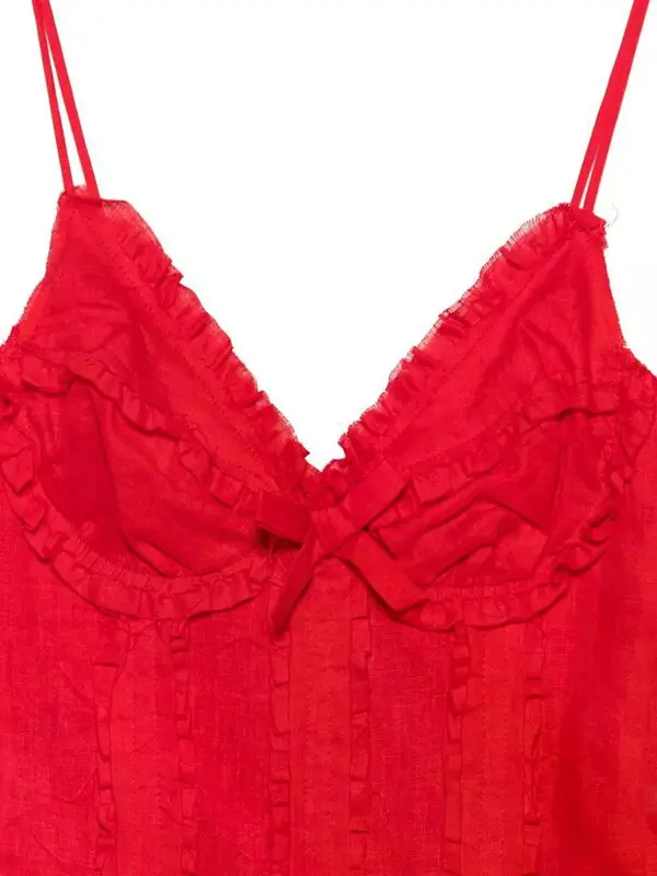 SHUSHU/TONG Ruffled Bow-detail Bodysuit - Red