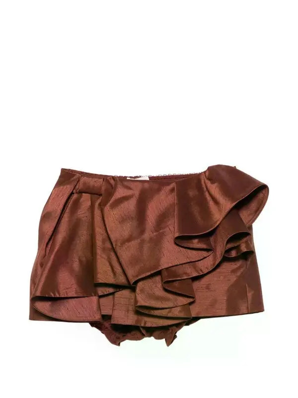 SHUSHU/TONG Ruffled Mini Skirt - Brown