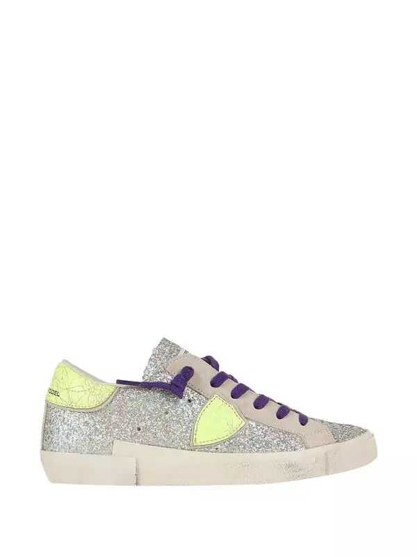 Philippe Model Glitter-effect Leather Sneakers - Silver