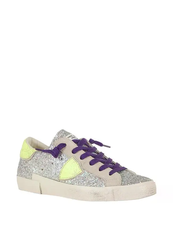 Philippe Model Glitter-effect Leather Sneakers - Silver