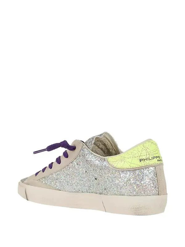 Philippe Model Glitter-effect Leather Sneakers - Silver