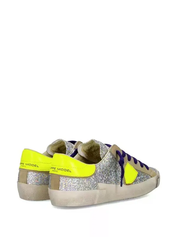 Philippe Model Glitter-effect Leather Sneakers - Silver